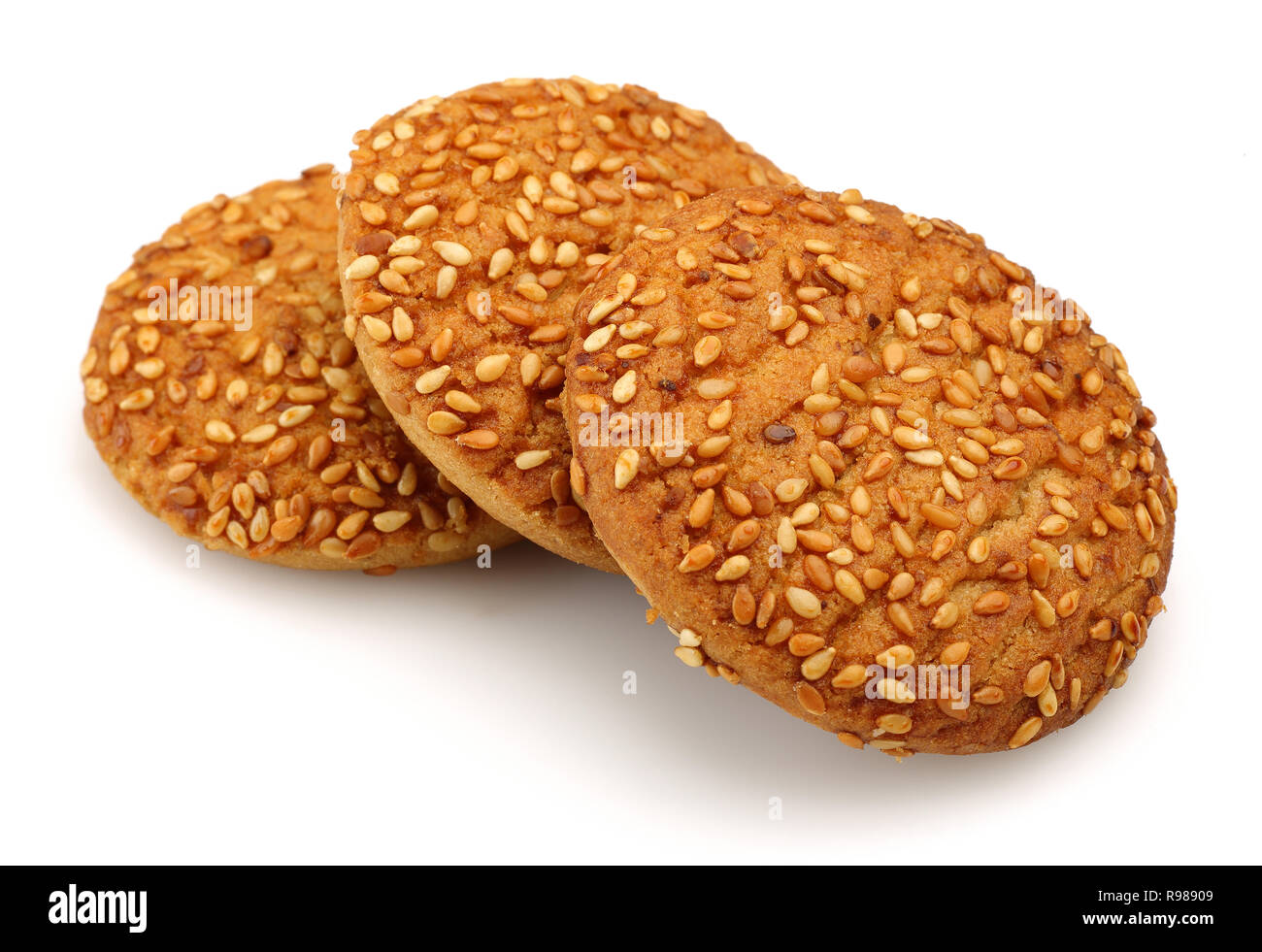 Sesame biscuits isolated on white background Stock Photo - Alamy
