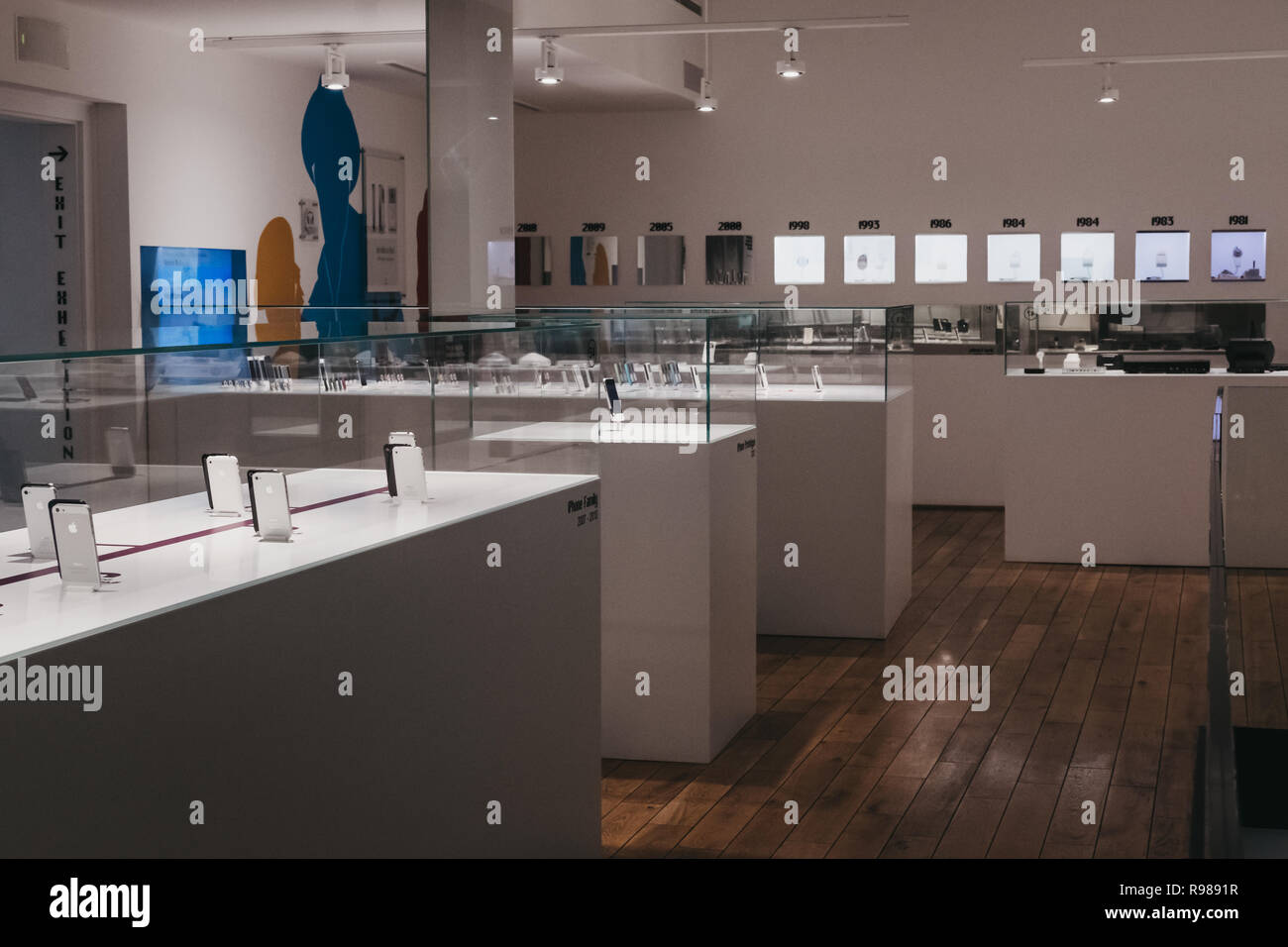 Prague, Czech Republic - August 28, 2018: Exhibits inside Apple Museum ...