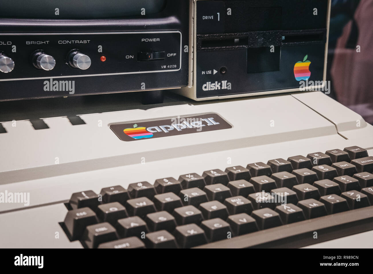 Prague, Czech Republic - August 28, 2018: Macintosh Apple II computer ...