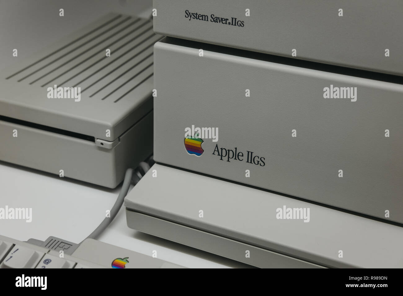 Prague, Czech Republic - August 28, 2018: Macintosh Apple IIGS computer ...