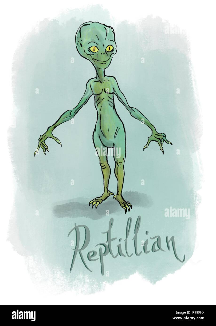 Reptillian Alien illustration Stock Photo - Alamy
