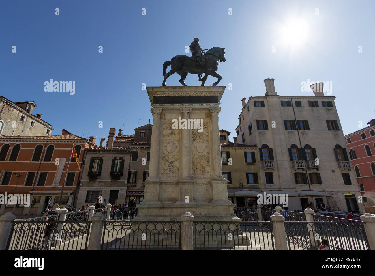 Famous equestrian monument to Bartolomeo Colleoni, bronze statue of ...