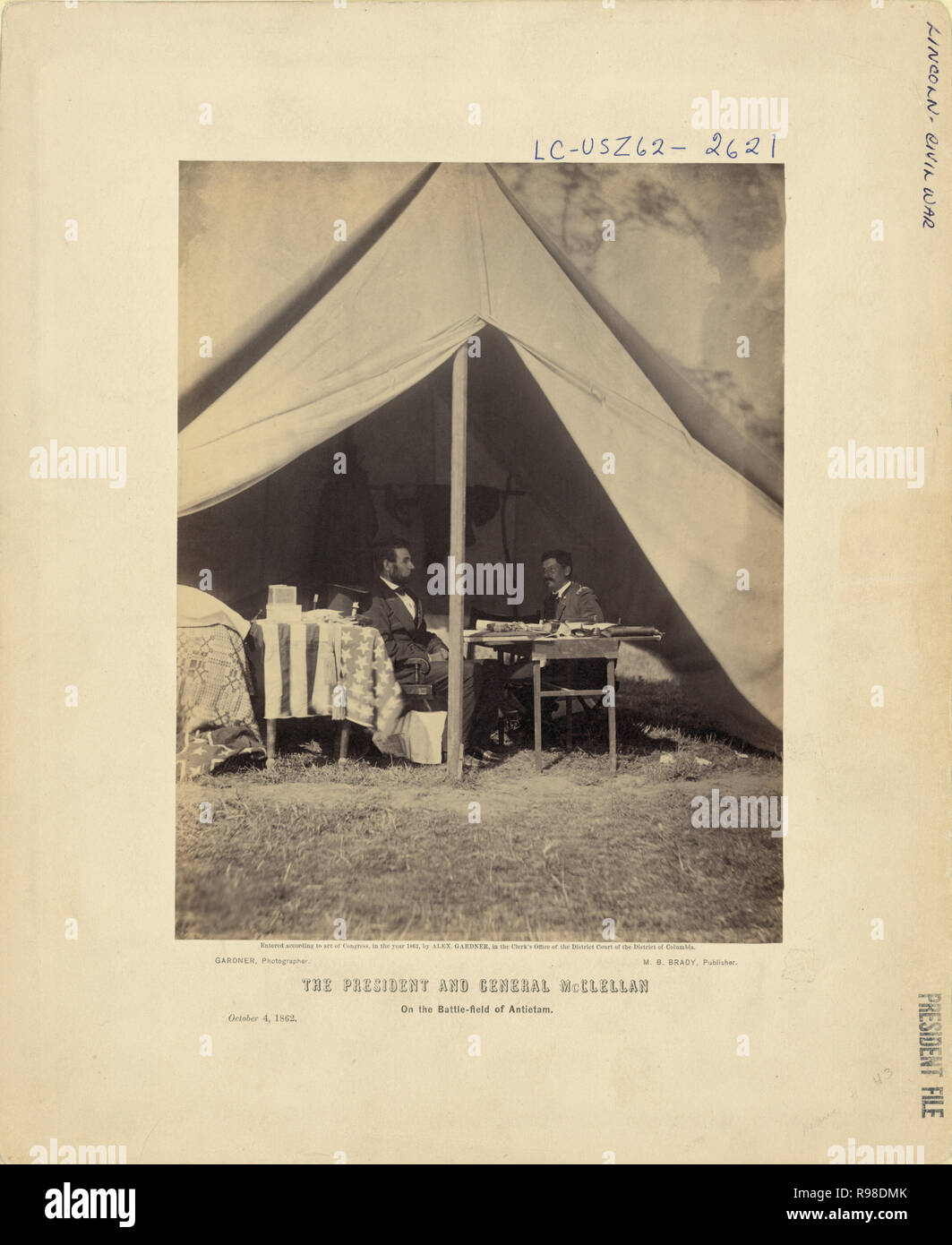 U.S. President Abraham Lincoln with General George B. McClellan after ...