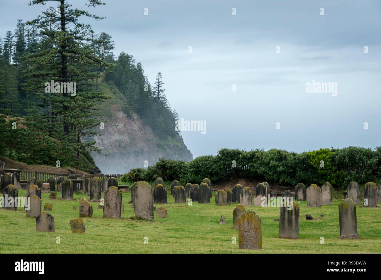 Misty and ancient graveyard, Norfolk Island Australia Stock Photo - Alamy