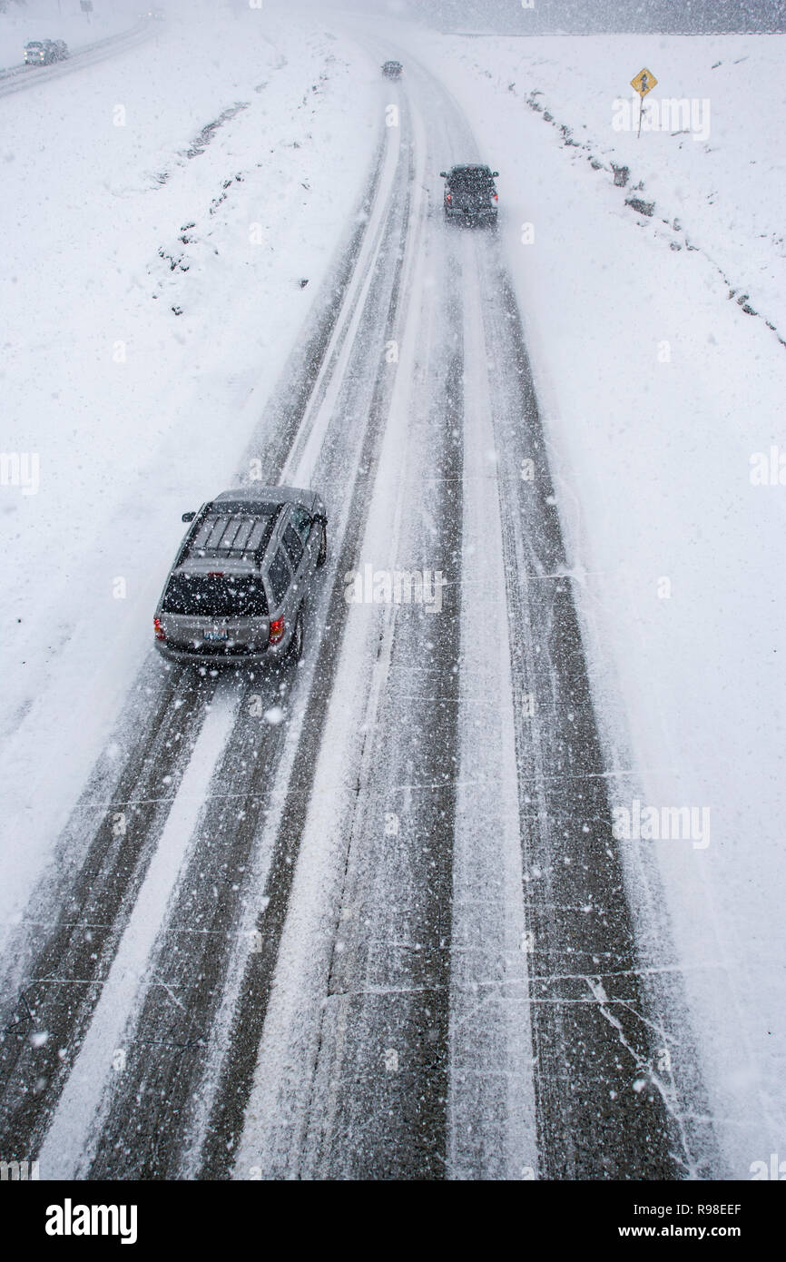 Driving down an icy road hi-res stock photography and images - Alamy