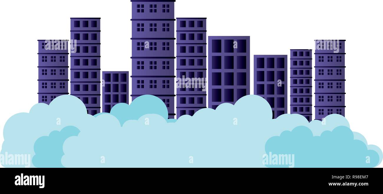 buildings with clouds isolated icon Stock Vector Image & Art - Alamy