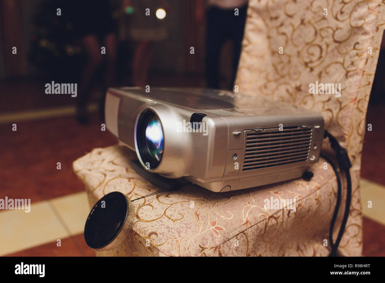 Closeup of projector for presentation in blue light tone Stock Photo ...