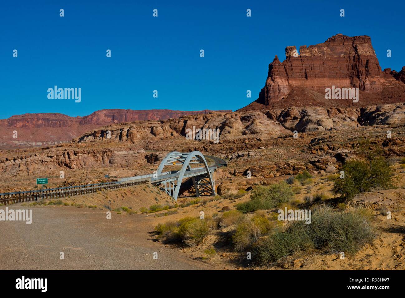 Utah, Hite, Highway 95 Bridge over Colorado River north end Lake Powell ...