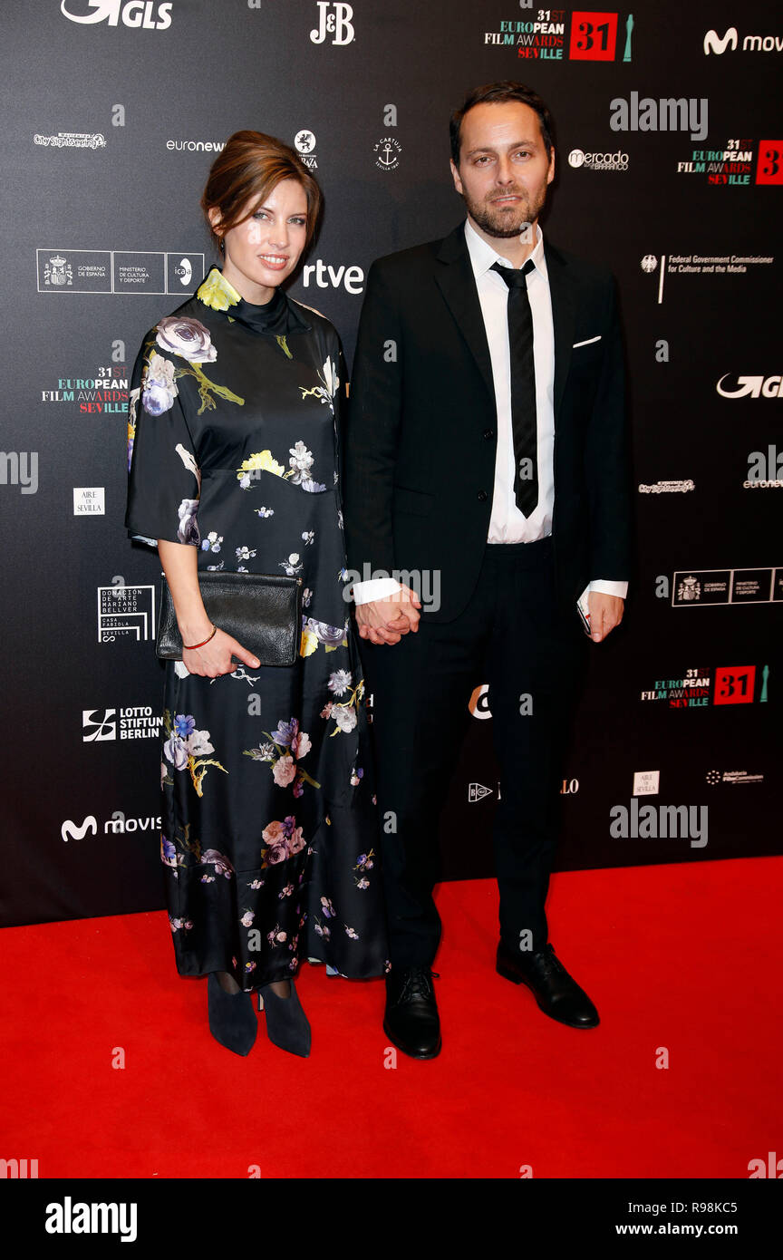 Simon Lereng Wilmont and guest attending the 31st European Film Awards ...