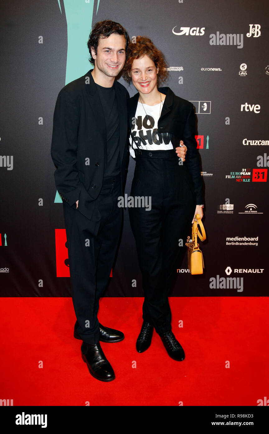 Samuel Schneider and Vicky Krieps attending the 31st European Film ...