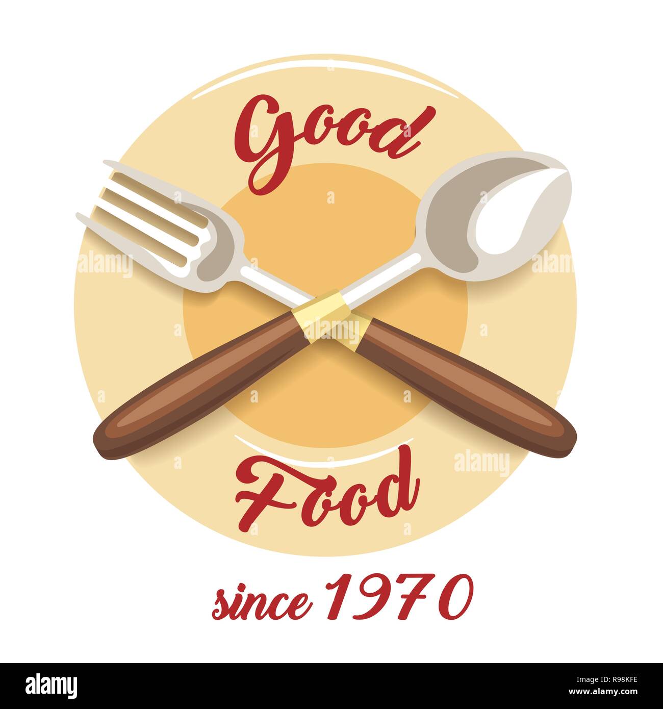 Restaurant or cafe emblem with wording Good Food. Vector illustration ...