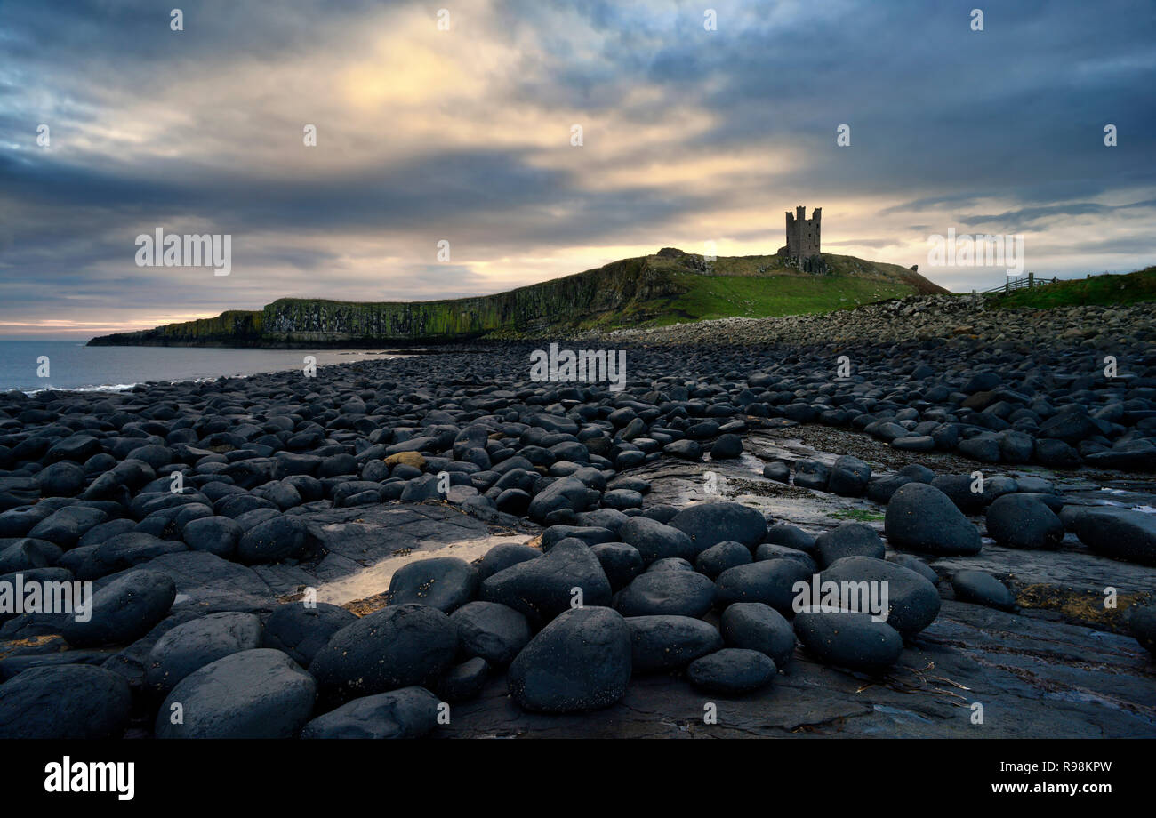Dunstanburgh Castle at Dawn, Northumberland, England Stock Photo - Alamy