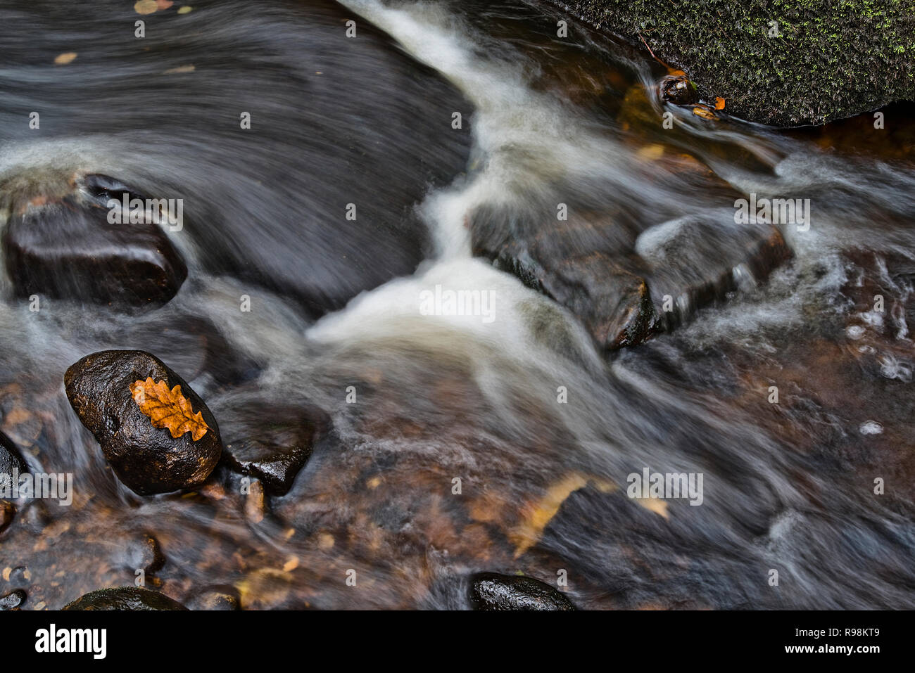 Padley Gorge waterfall, Burbage Brook, the Peak District, England (1 ...