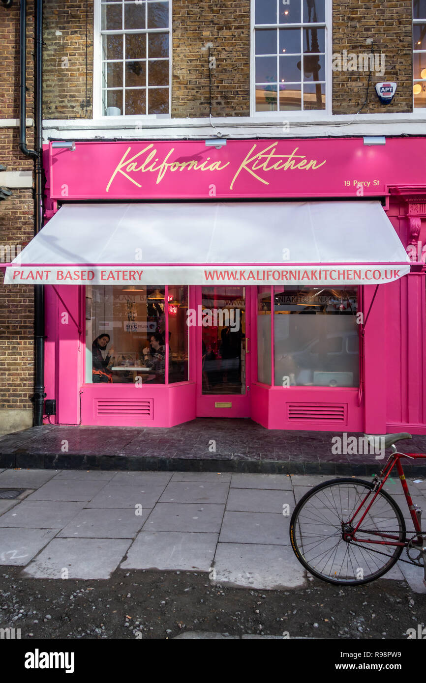 Full frontal photography of the Pink Exterior of Kalifornia Kitchen a ...