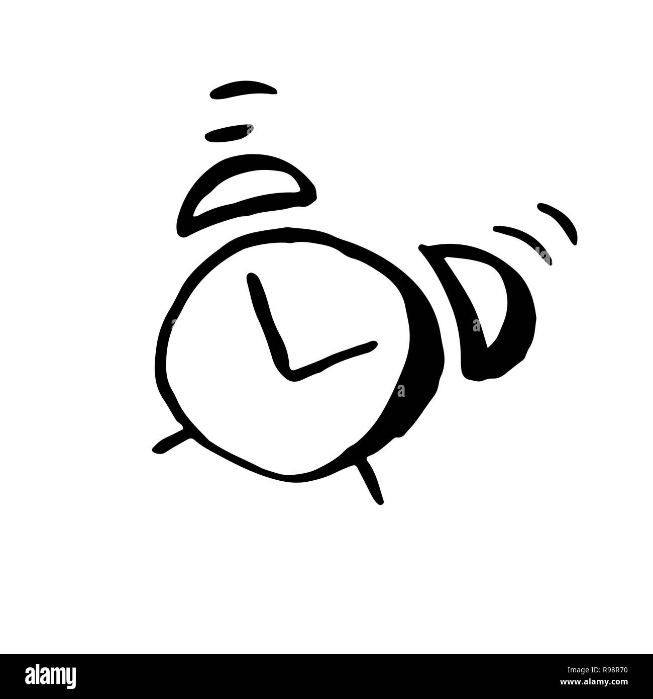 Grunge watercolor icon. Grunge alarm clock icon. Modern brush vector ...