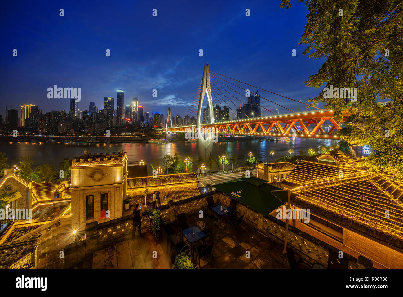 CHONGQING, CHINA - SEPTEMBER 22: This is a night view of Dongshuimen ...