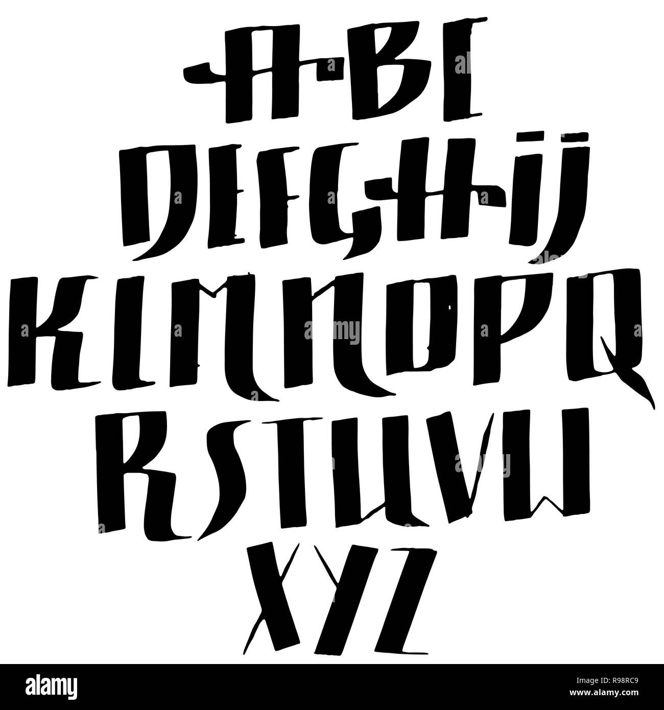 Grunge old pen gothic font. Blackletter script. Vector illustration ...