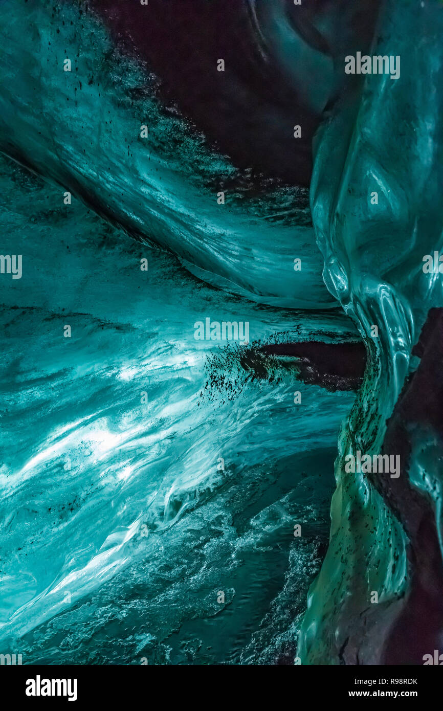 Interior of an ice cave within a lobe of Mýrdalsjökull Glacier, which ...
