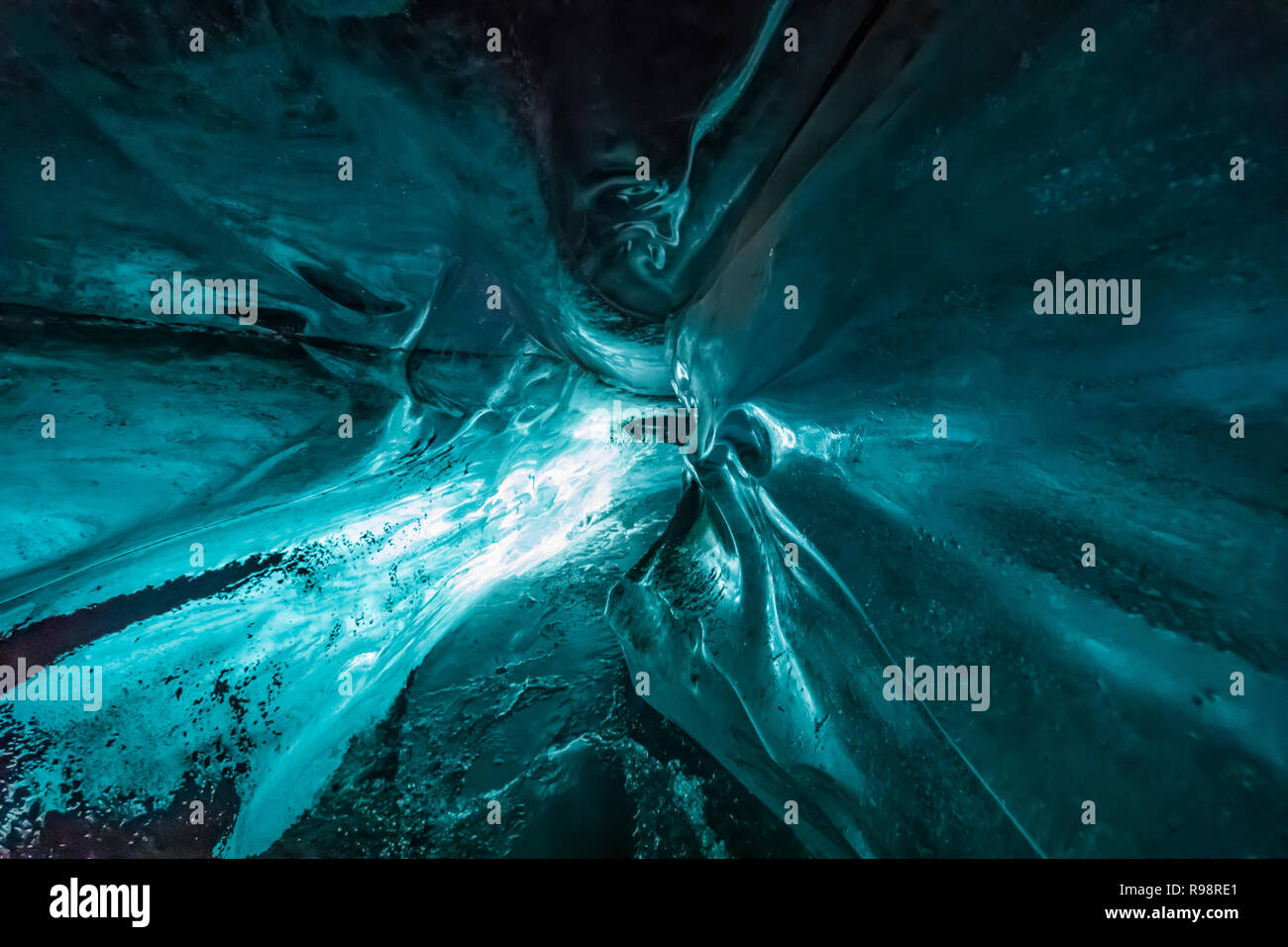 Interior of an ice cave within a lobe of Mýrdalsjökull Glacier, which ...