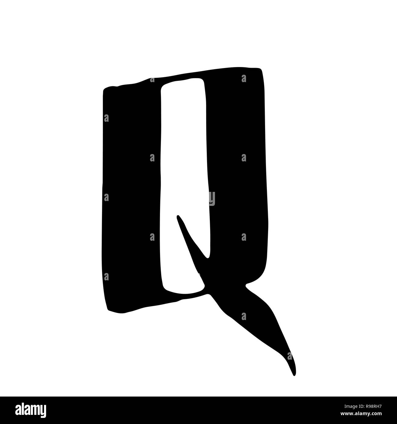 Letter Q. Unique old brush grunge lettering. Vector illustration Stock ...
