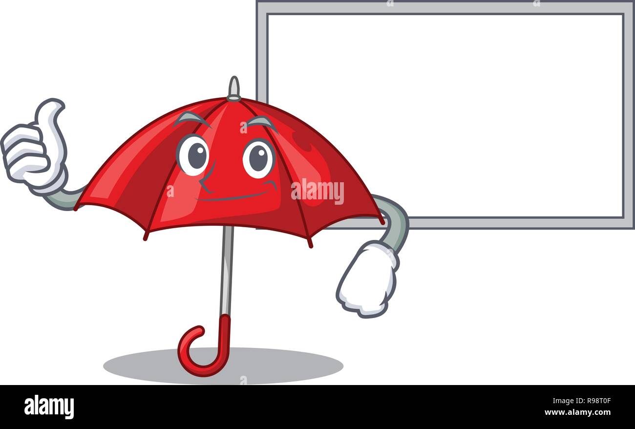 Thumbs up with board umbrella red in a character beautiful Stock Vector ...
