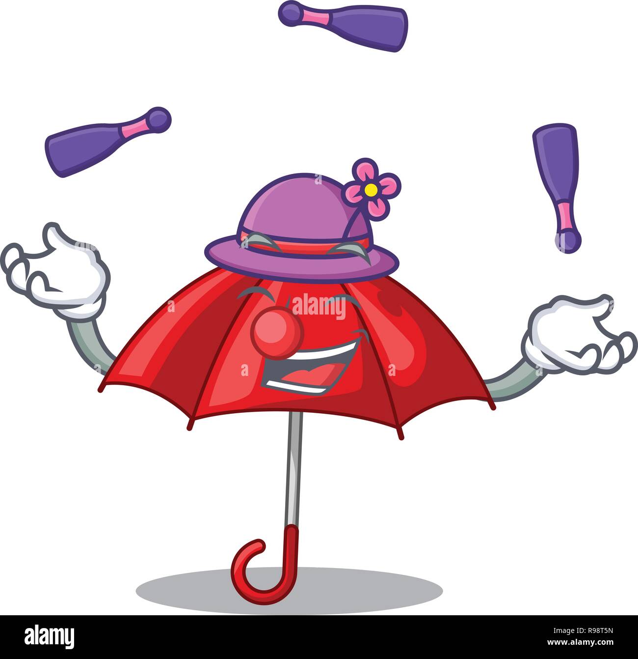 Juggling red umbrella in shape cartoon funny Stock Vector Image & Art ...