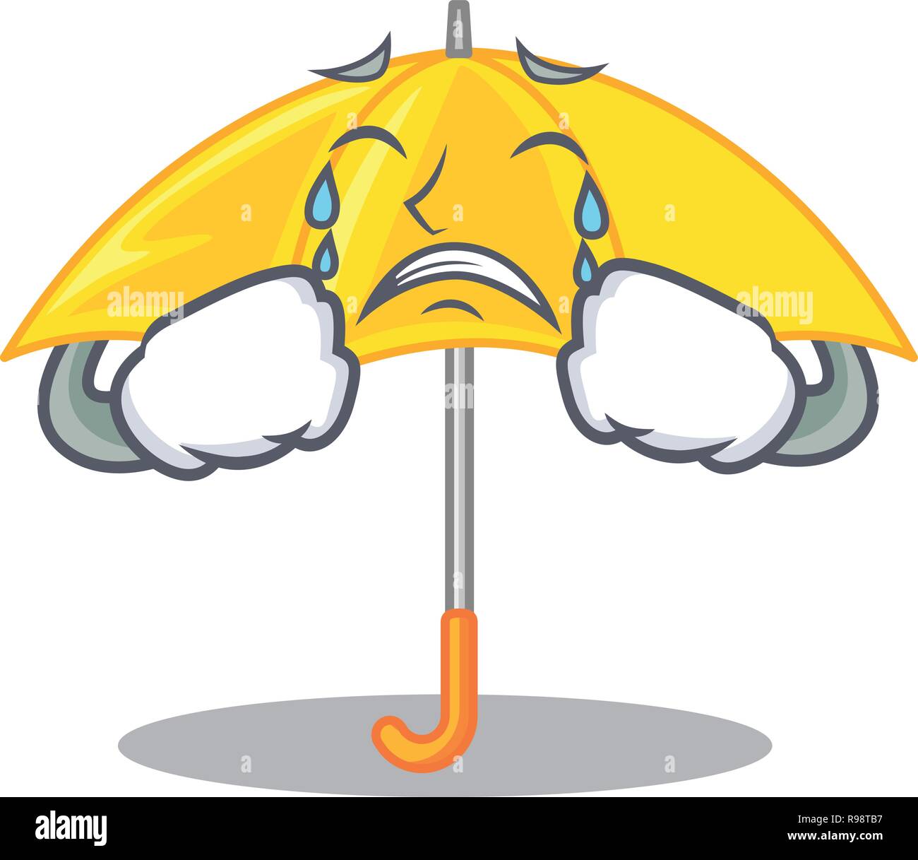 Crying beautiful open umbrella on yellow character Stock Vector Image ...