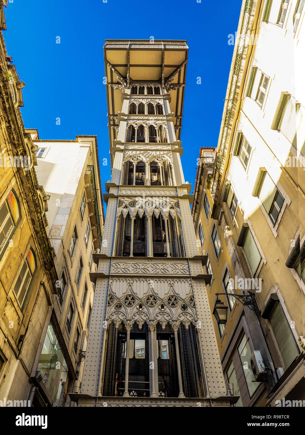 Lisbon - Portugal, the neo-Gothic style elevator built at the end of ...