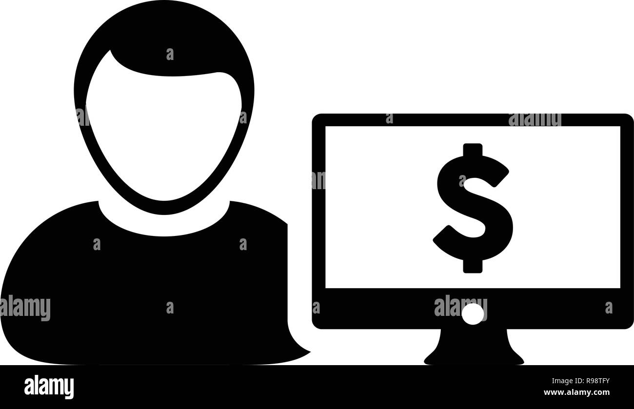 Profit icon vector male user person profile avatar with computer ...