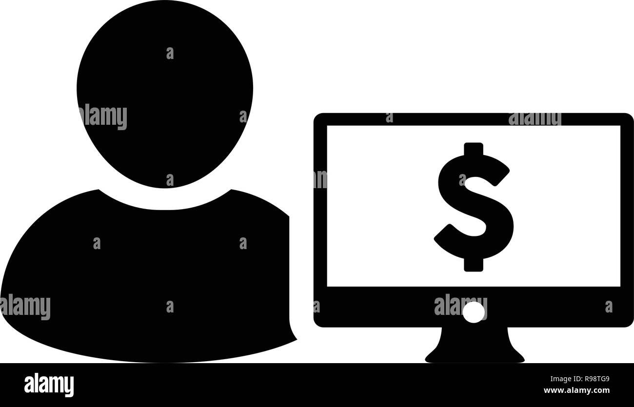 Investment icon vector male user person profile avatar with computer ...