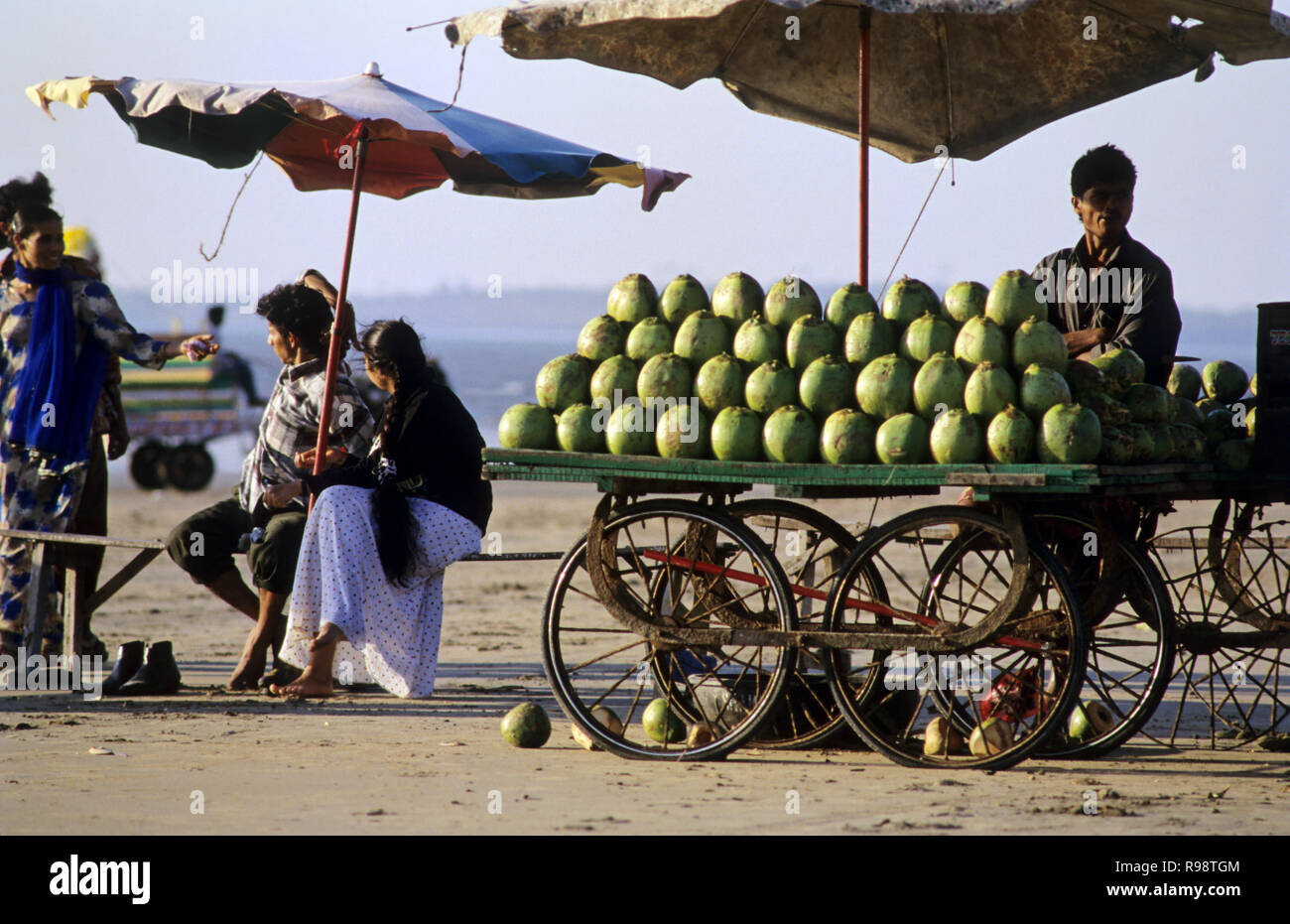 Coconut vendor at Juhu beach bombay mumbai Maharashtra india Stock ...