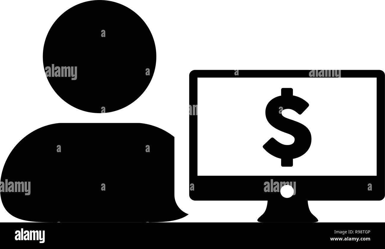 Payment icon vector male user person profile avatar with computer ...