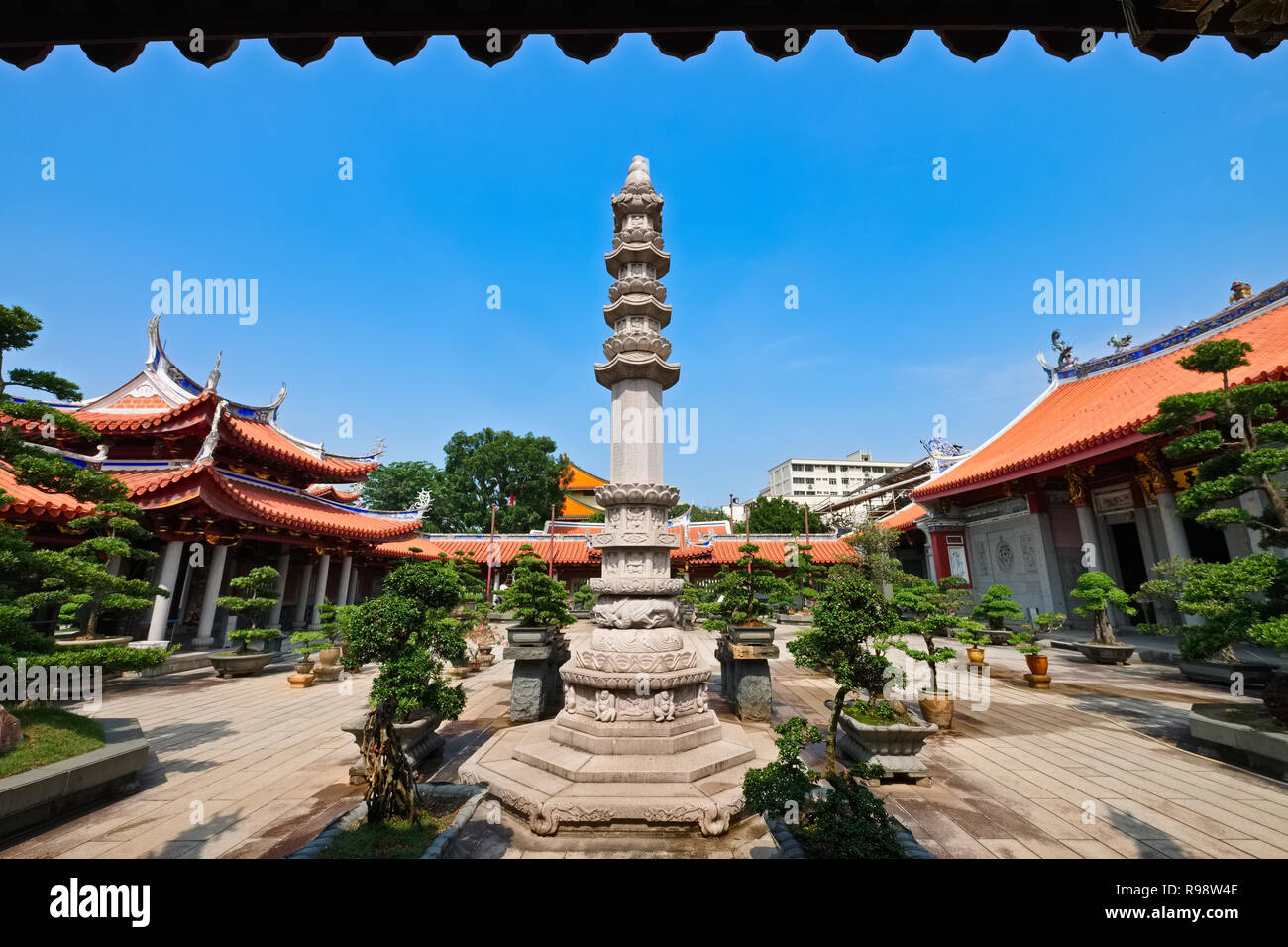 A courtyard in Lian Shan Shuang Lin Monastery, a Buddhist temple-cum ...