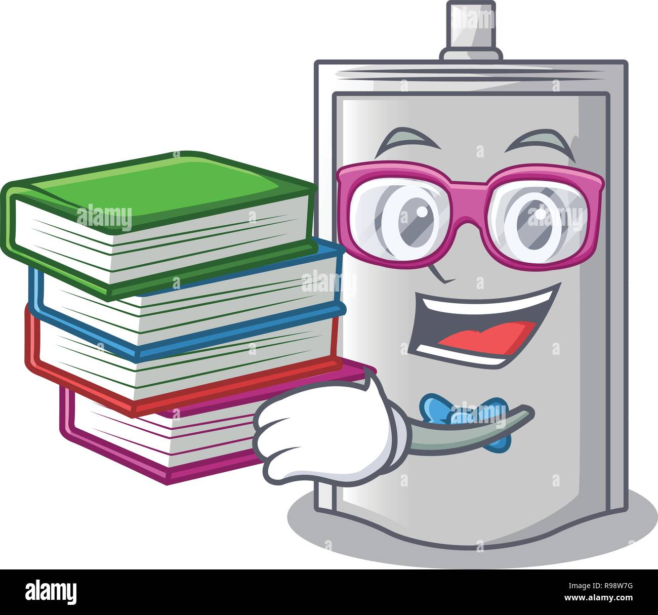 Student with book packaging for crackers isolation cartoon product ...