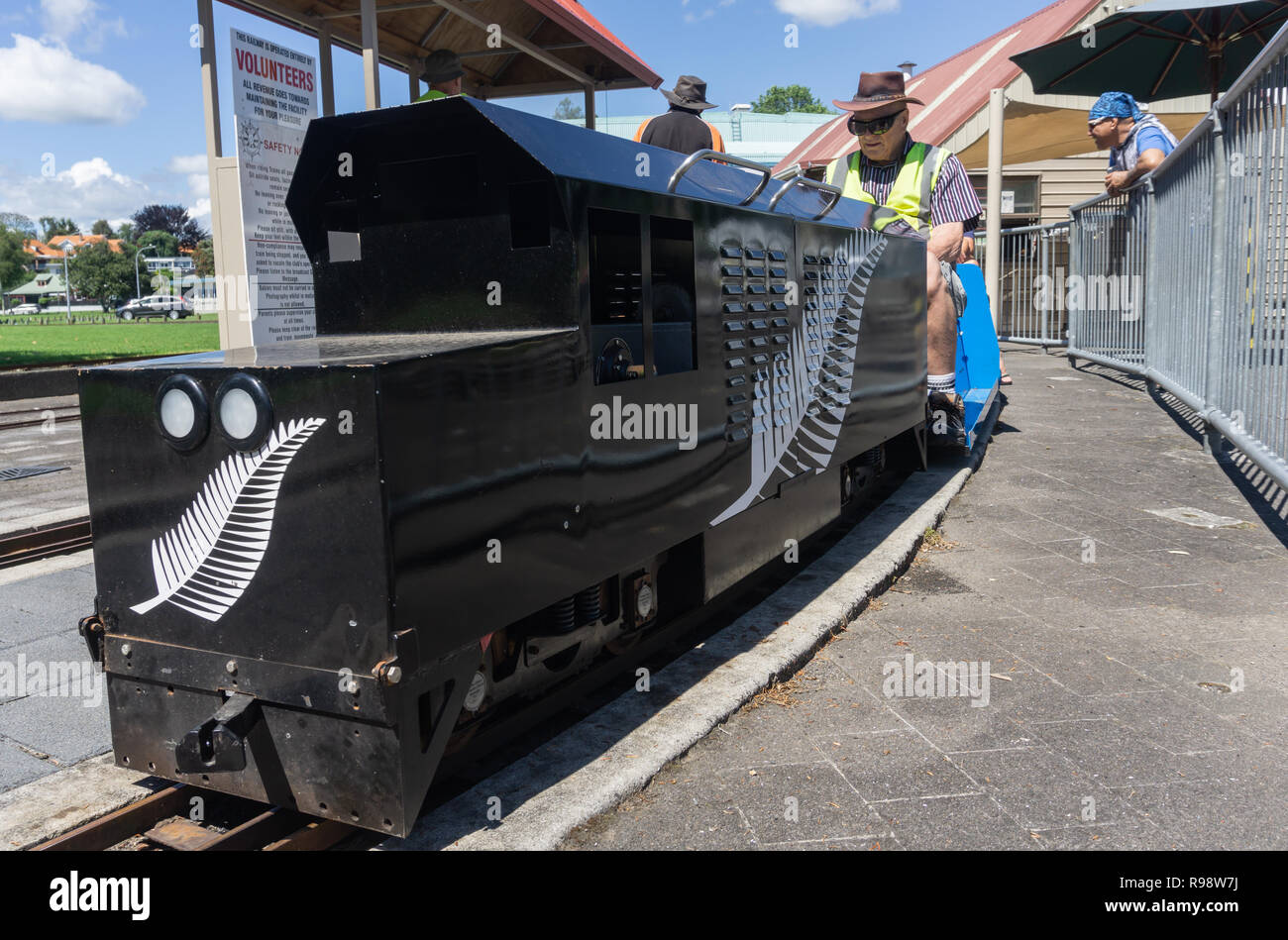 TAURANGA NEW ZEALAND - DECEMBER 16,2018; Model railway enthusiast ...