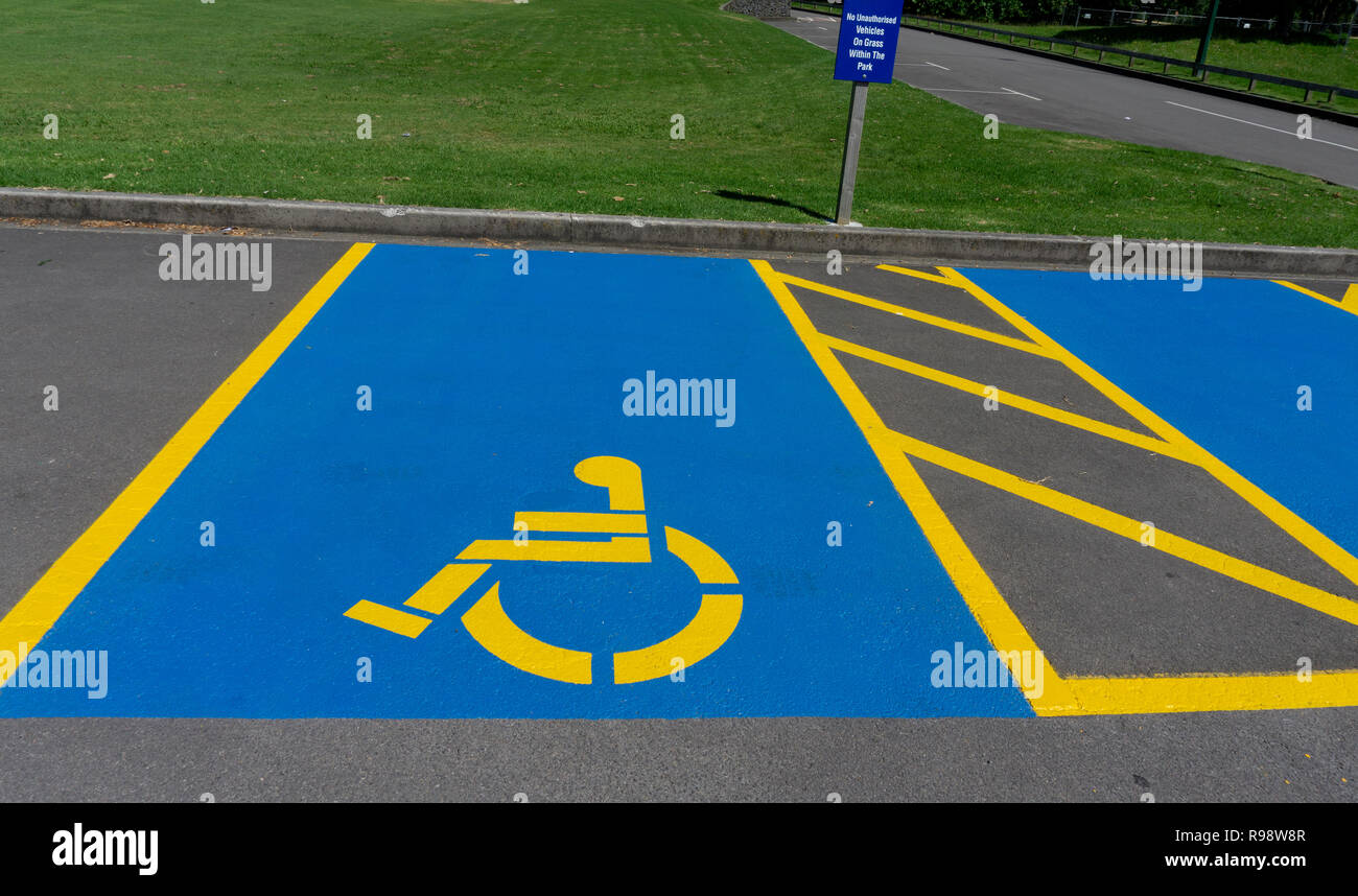 Disability car parks marked out in international standard signage ...