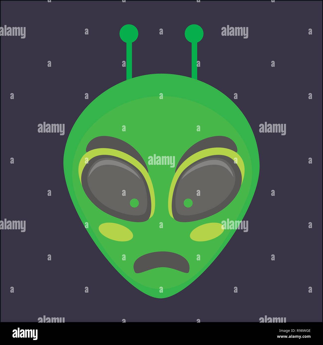 Alien head. Alien face emoji. Humanoid icon vector illustration Stock ...