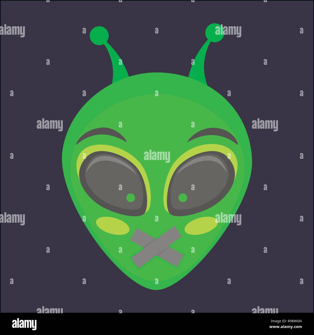 Alien head. Alien face emoji. Humanoid icon vector illustration Stock ...