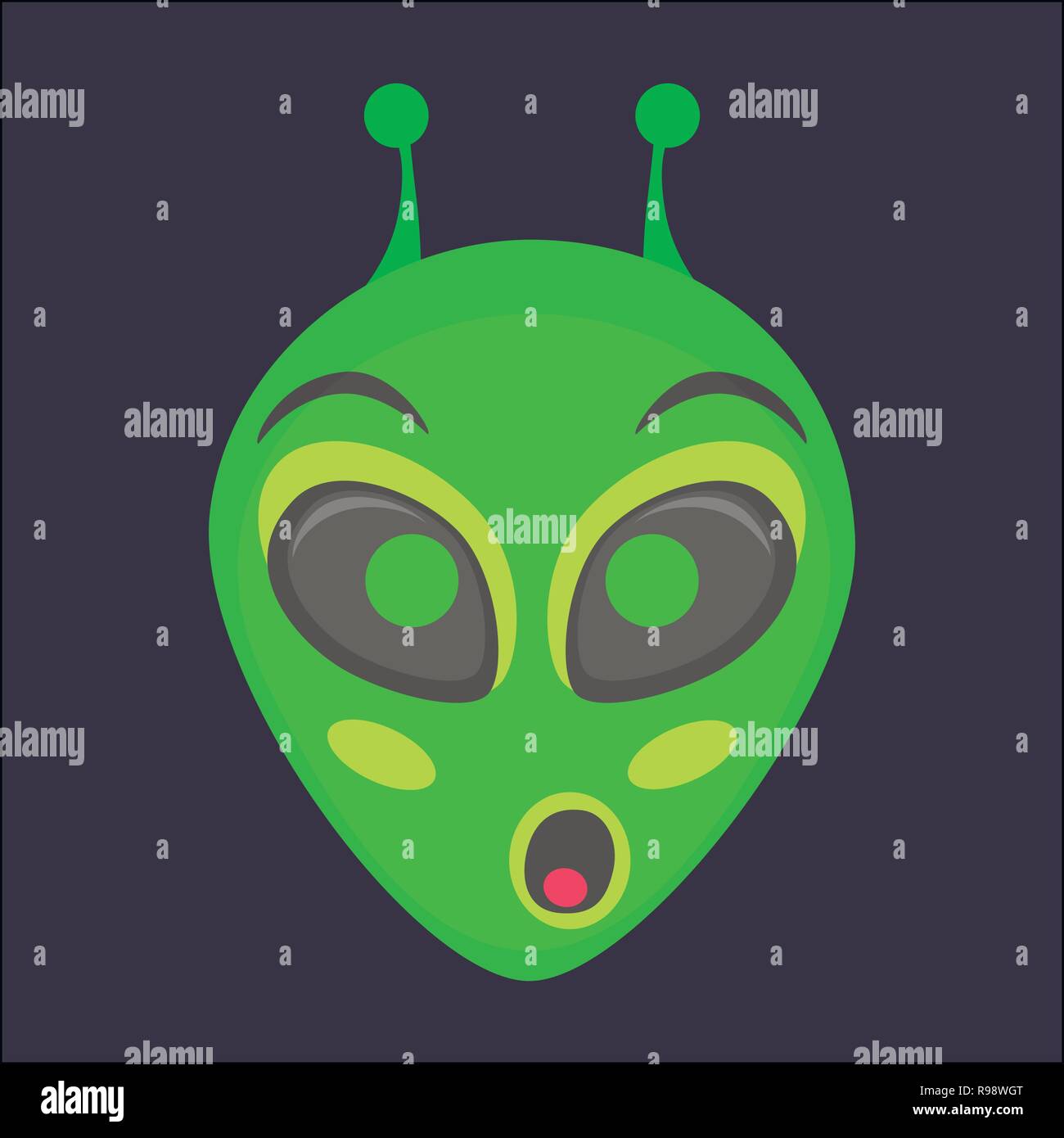 Alien head. Alien face emoji. Humanoid icon vector illustration Stock ...