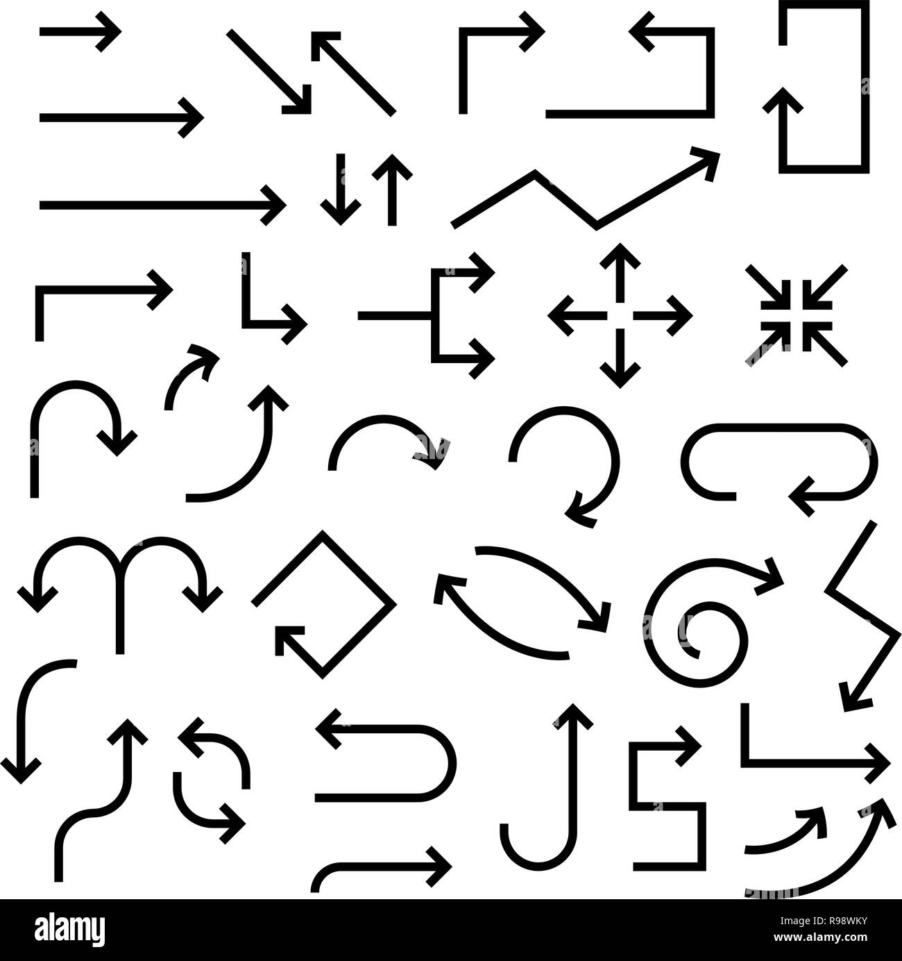 Simple black arrows set. Direction signs Stock Vector Image & Art - Alamy