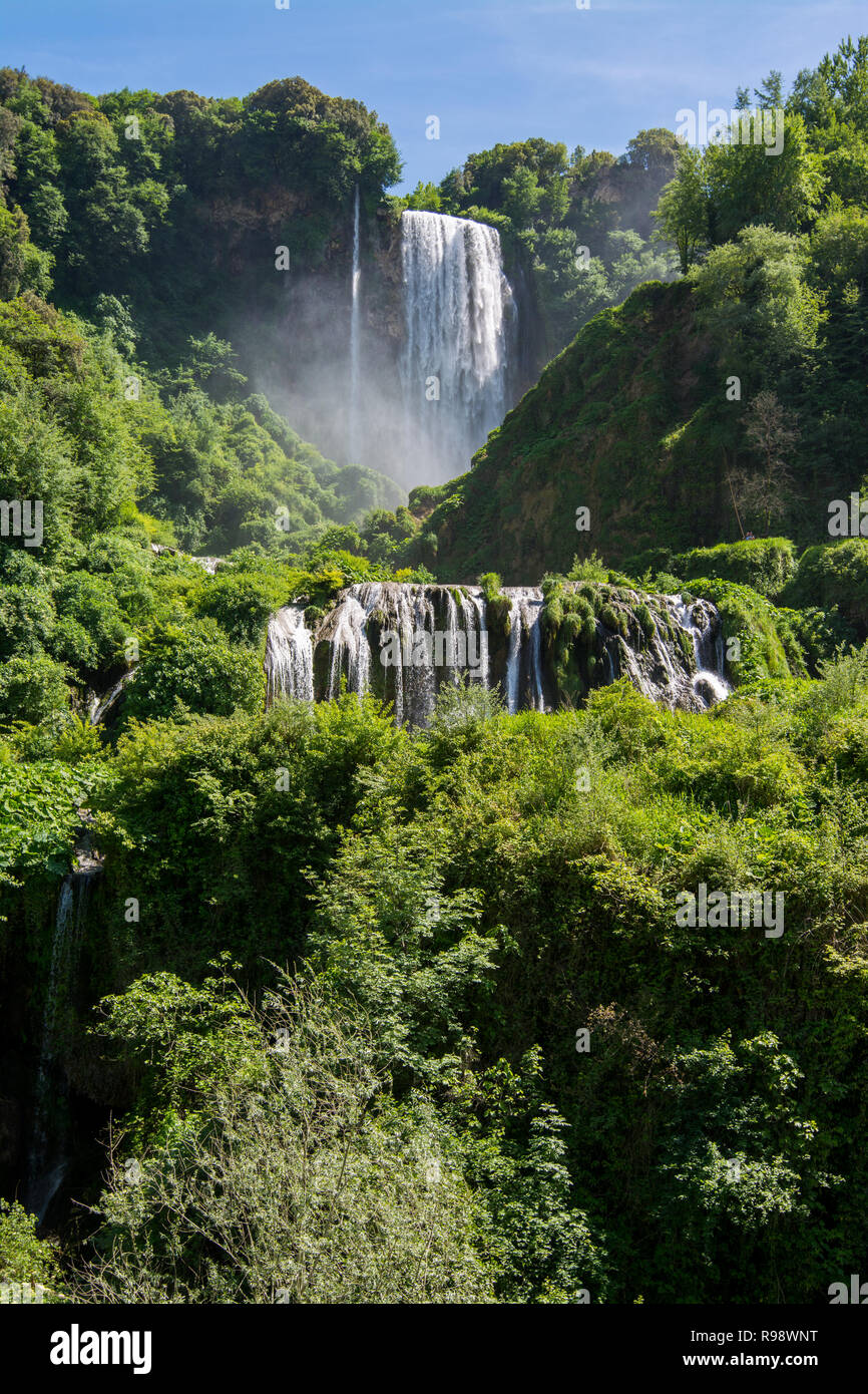 Marmore falls, Cascata delle Marmore, in Umbria, Italy. The tallest man ...