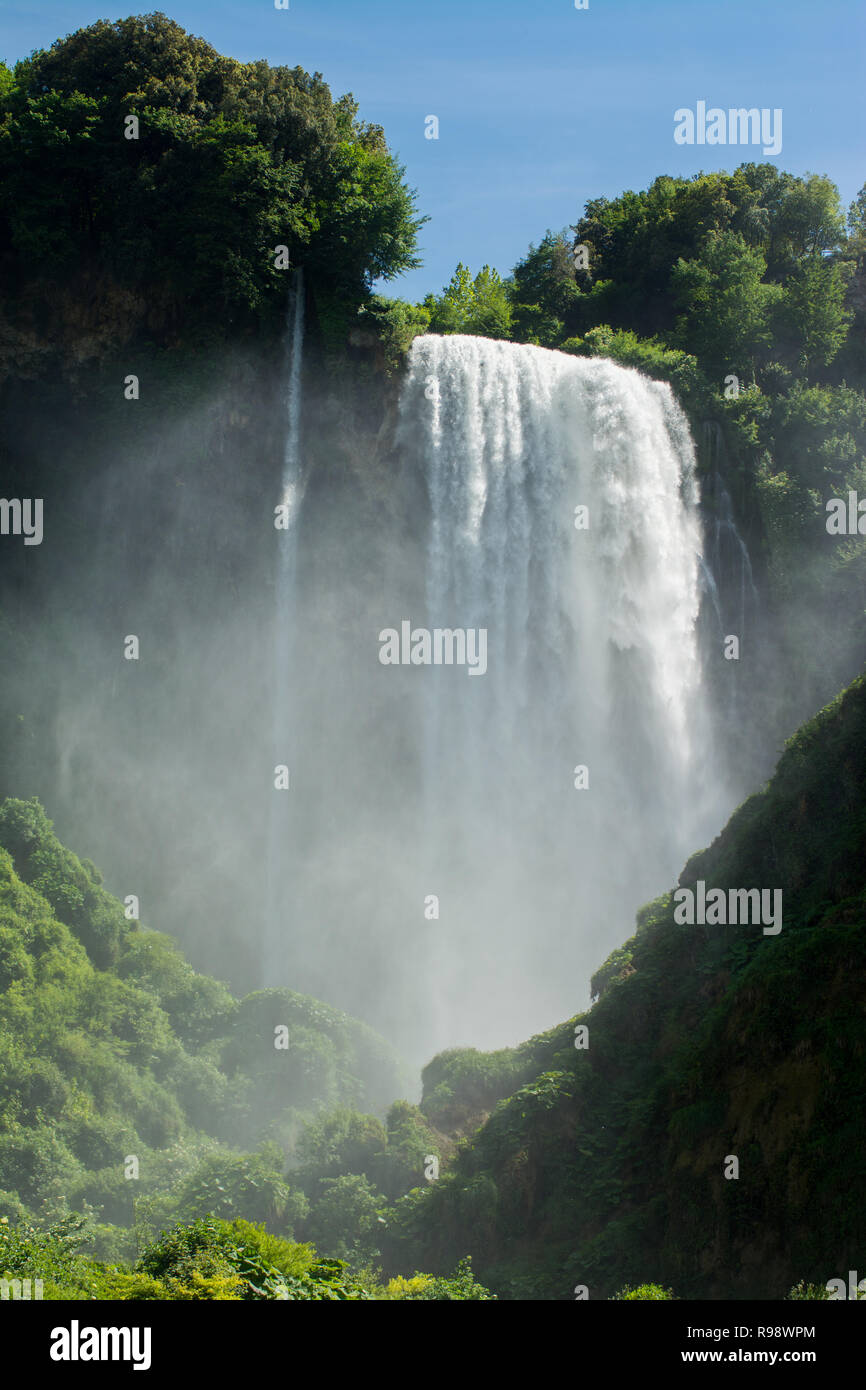 Marmore falls, Cascata delle Marmore, in Umbria, Italy. The tallest man ...