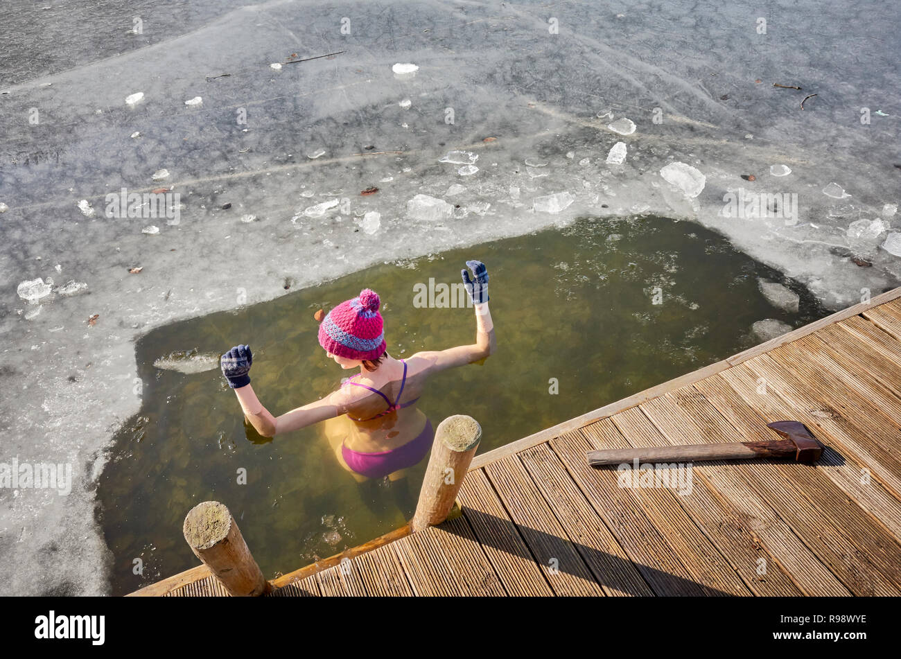 Woman in frozen water hi-res stock photography and images - Alamy