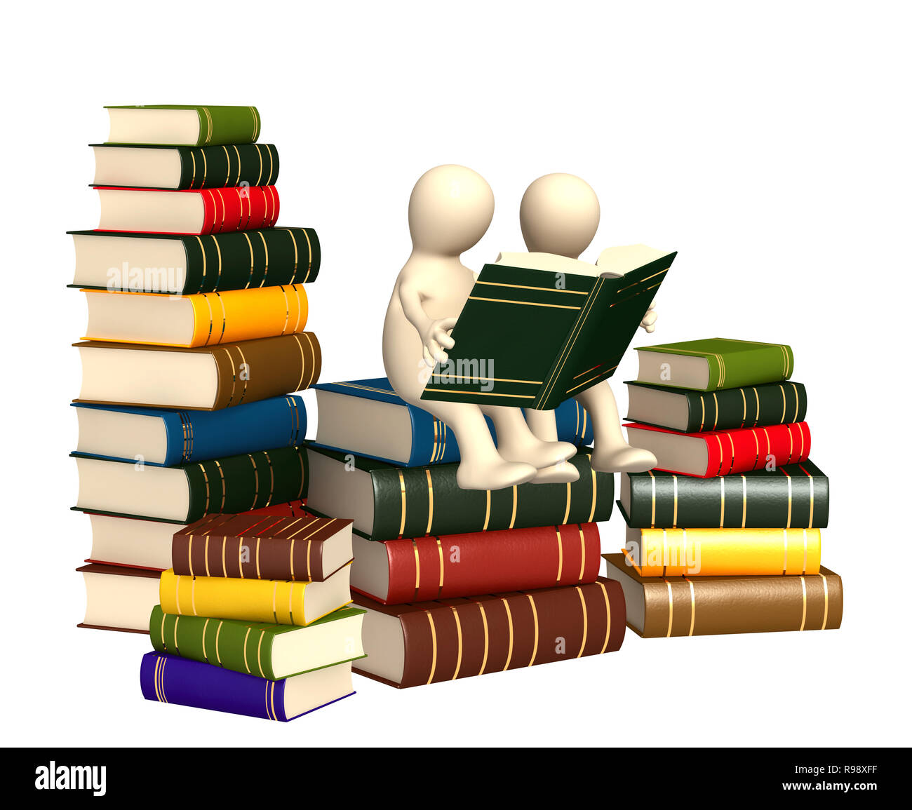 Two puppets, reading the books. Isolated over white Stock Photo - Alamy