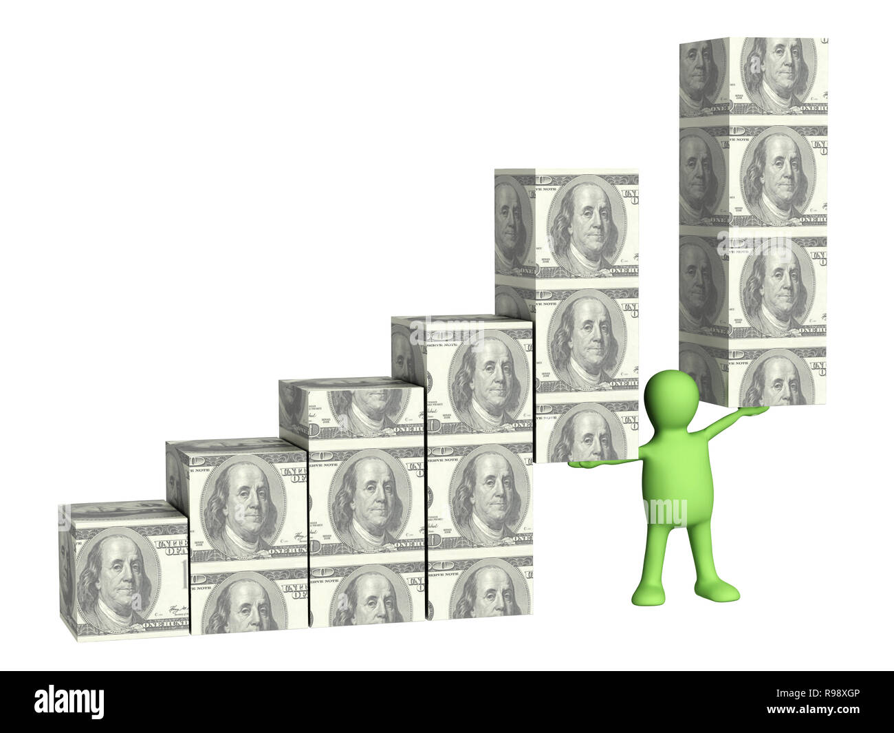 3d puppet, installing the diagram. Isolated over white Stock Photo - Alamy