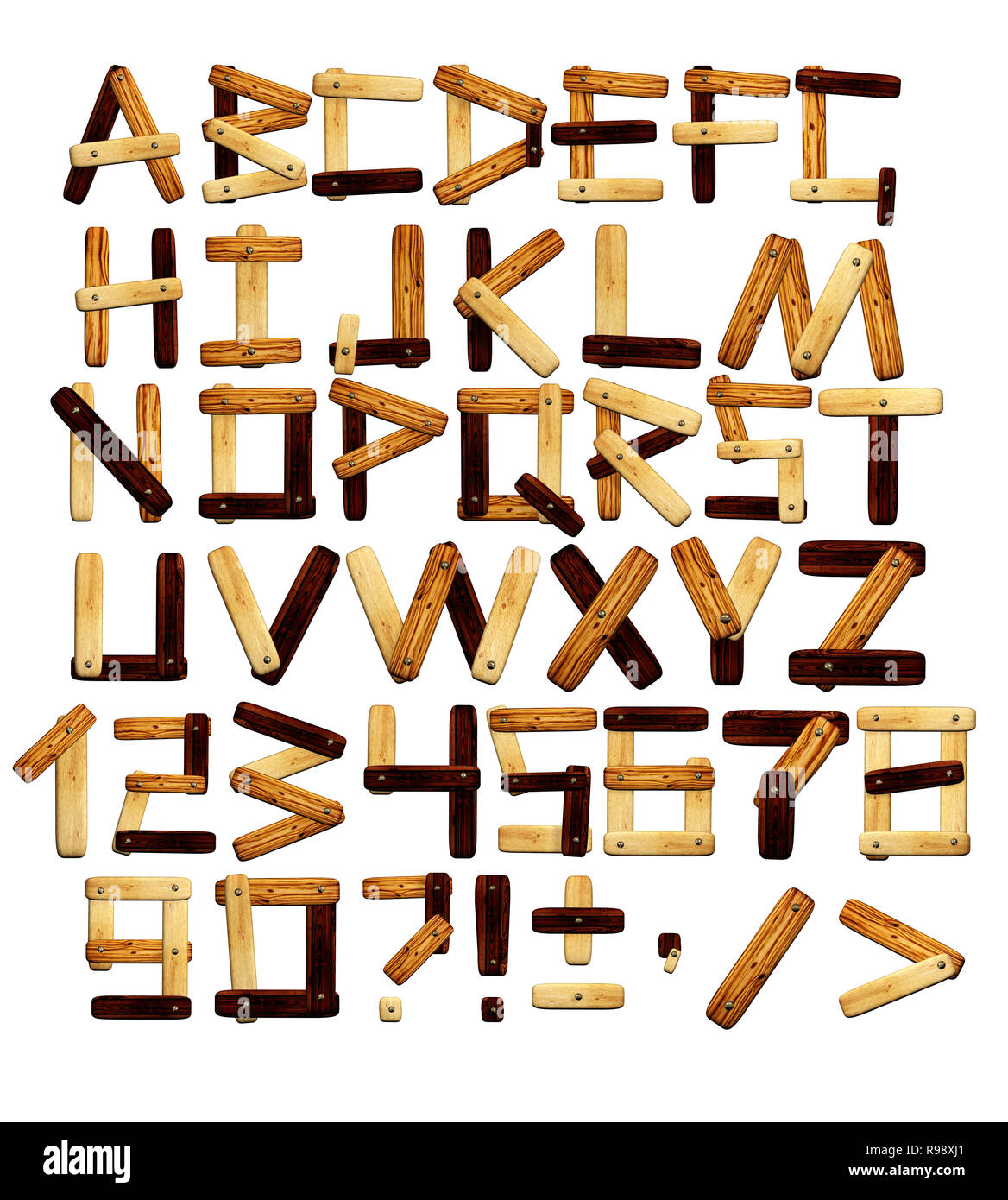 Alphabet - letters from wooden boards. Isolated over white Stock Photo ...