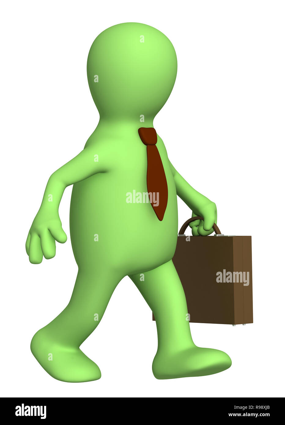 Puppet - businessman with a portfolio. Isolated over white Stock Photo ...