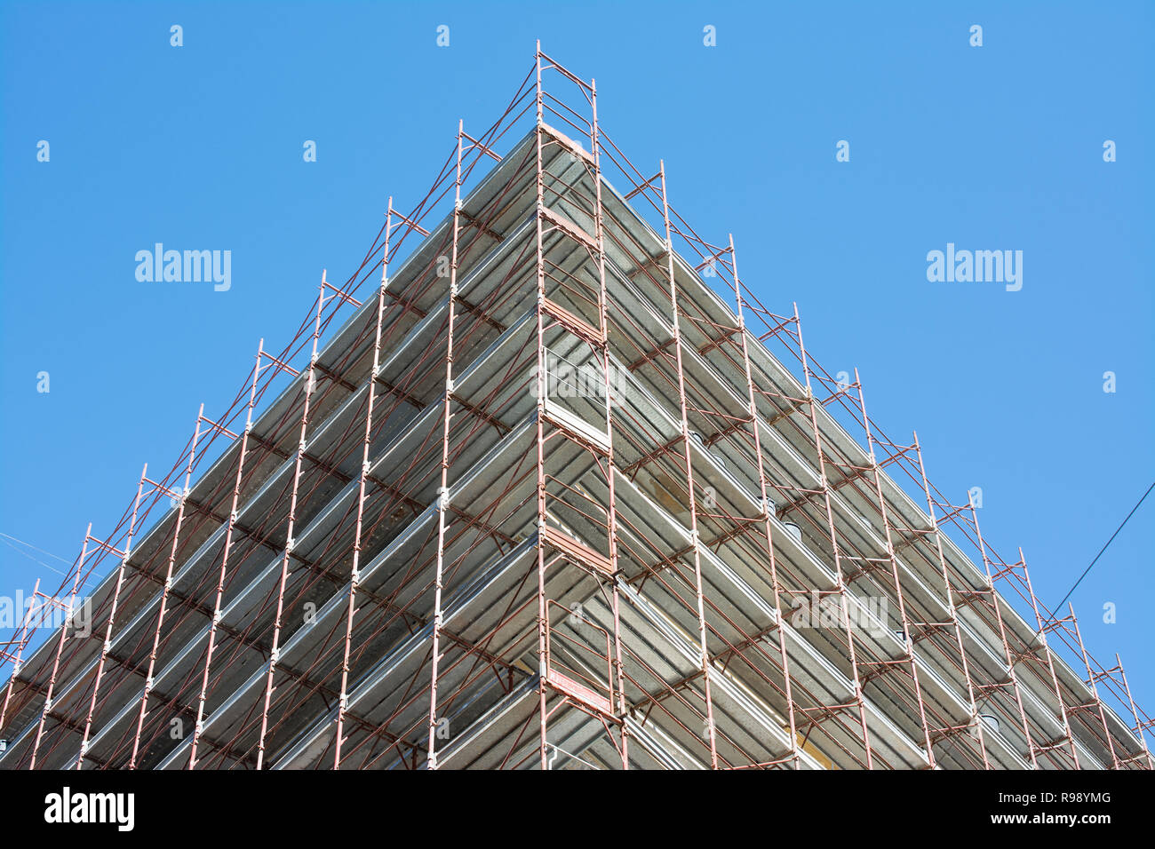 The old building with the scaffolding in Rome, Italy. Concept of safety ...
