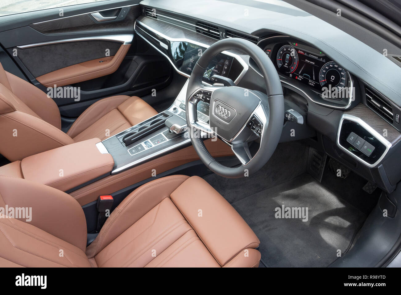 Hong Kong, China Oct 31, 2018 : Audi A6 55 TFSI 2018 Interior Oct 31 ...