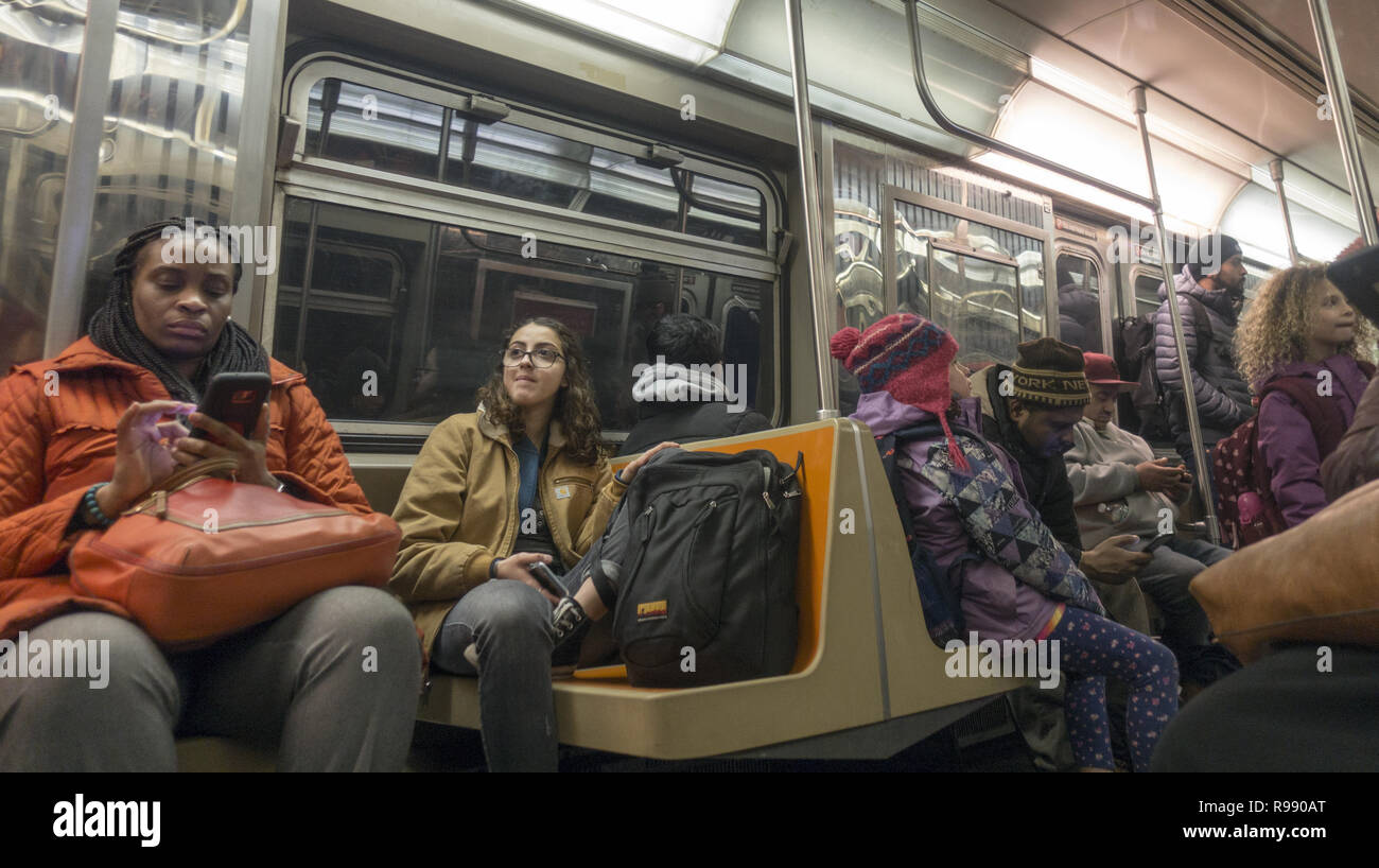 Many kids use the subway to get home after school. Brooklyn, New York ...